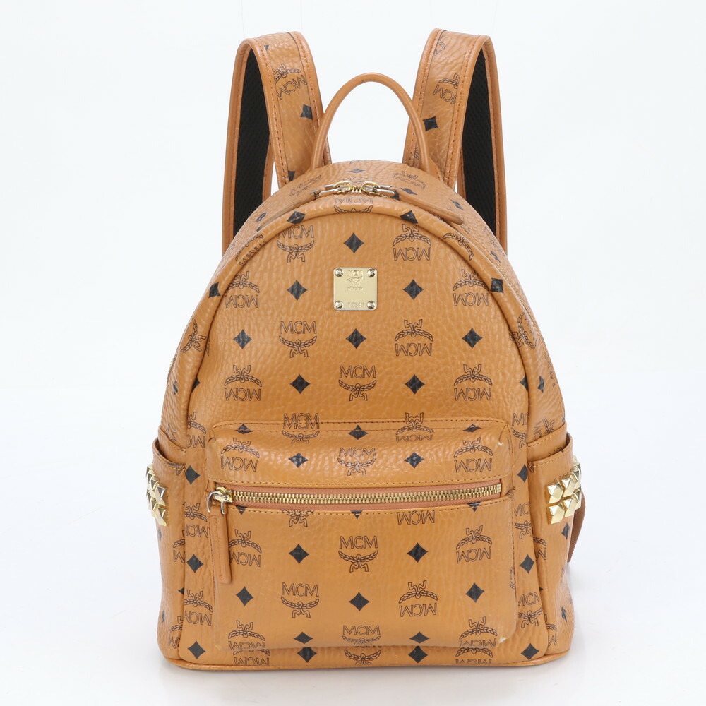 【楽天市場】MCM エムシーエム ヴィセトス スタッズ レザー PVC リュックサック リュック ショルダー バッグ ブラウン レディース ...