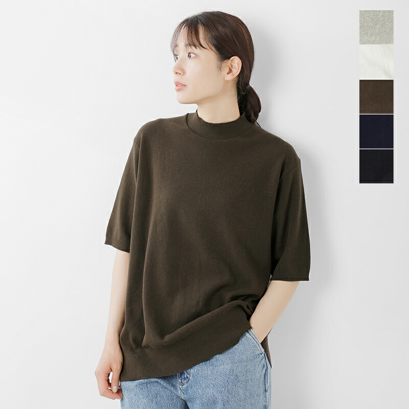 【楽天市場】GICIPI ジチピコットン モックネック リラックスフィット ニットソー “CALAMARO” 2307p-yo レディース ...