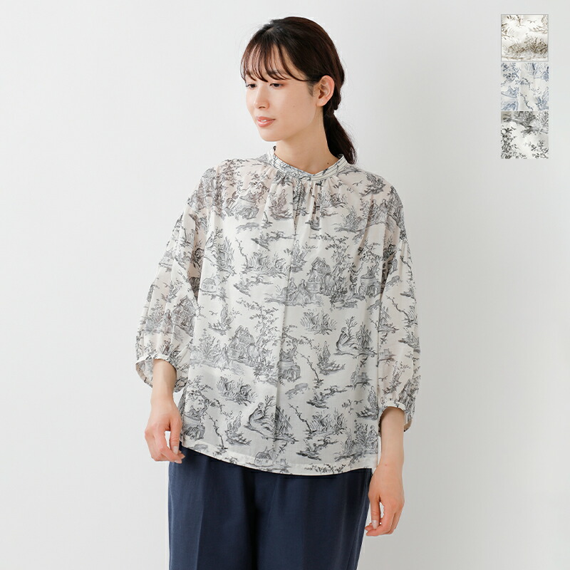 【楽天市場】bon vieux temps ボンビュータン コットンローン オリジナルプリント ブラウス 30587 レディース ...