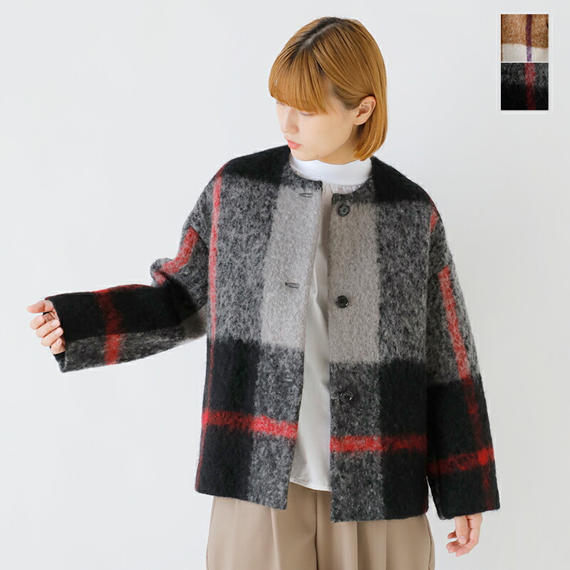 【楽天市場】nooy ヌーイ モヘア ブロックチェック ブランケット ジャケット njk24a01-mn レディース：aranciato（アランチェート）
