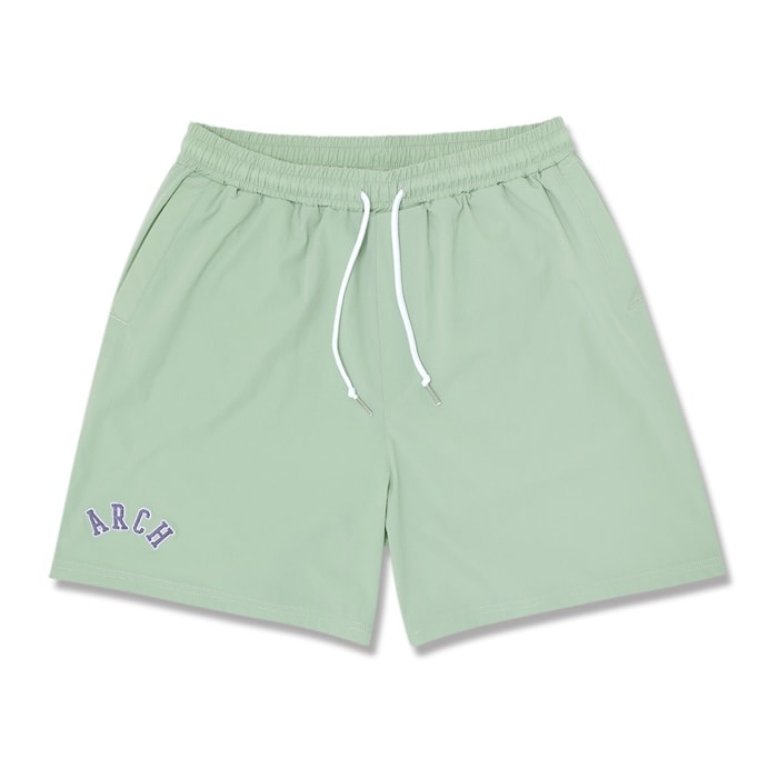 【楽天市場】Arch college logo nylon short pants【milky green】 アーチ バスケ ショーツ ...