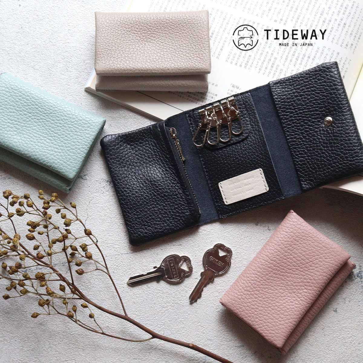 【楽天市場】キーケース 三つ折り ミニ財布 TIDEWAY タイドウェイ MONTH KEY CASE 日本製 T2631【選べるノベルティ ...