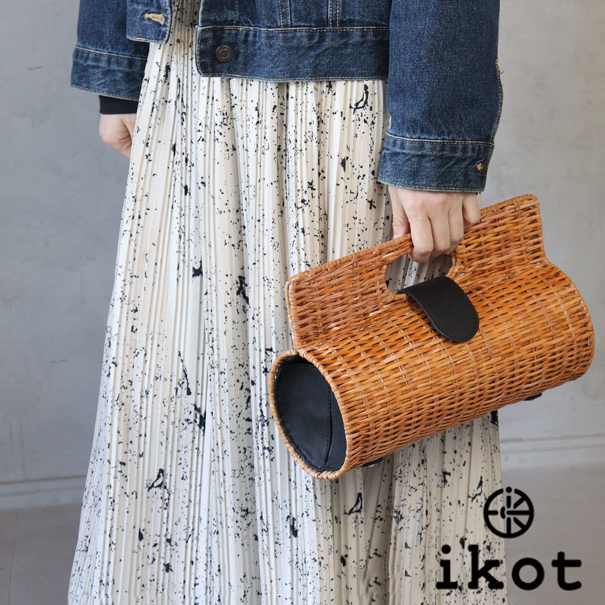 【楽天市場】ラタンバスケット 手提げ かごバッグ 和装 浴衣 着物 ikot(イコット) ラタン×牛革 IK223004【メッセージカード ...