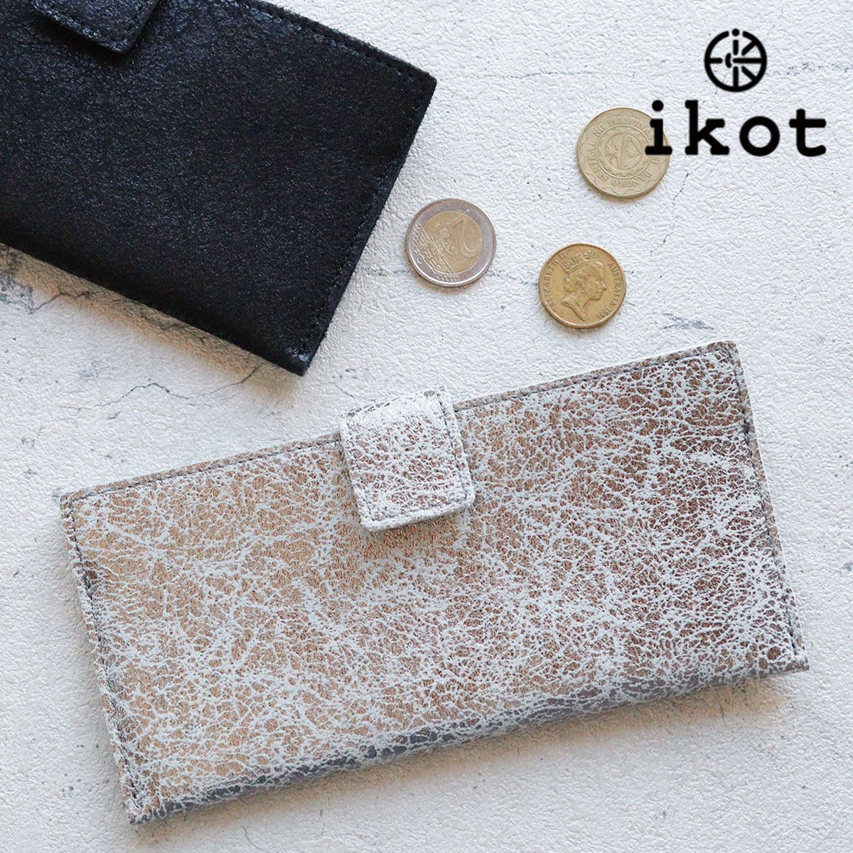 【楽天市場】薄型長財布 ikot(イコット) クラッキングレザー コンパクト 本革 牛革 IK324001【メッセージカード・ラッピング無料 ...