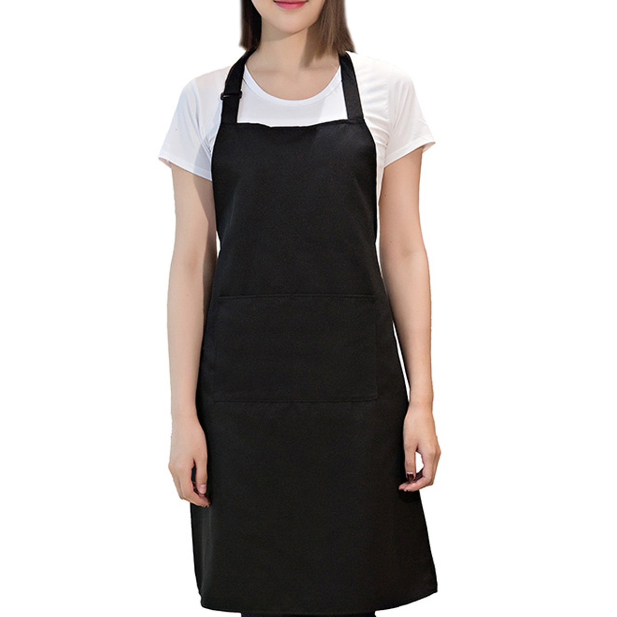 【楽天市場】エプロン 黒 首掛け シンプル おしゃれ 男女兼用 調節可能 大容量ポケット付き 汚れにくい シワ防止 キッチン ダイニングルーム ...