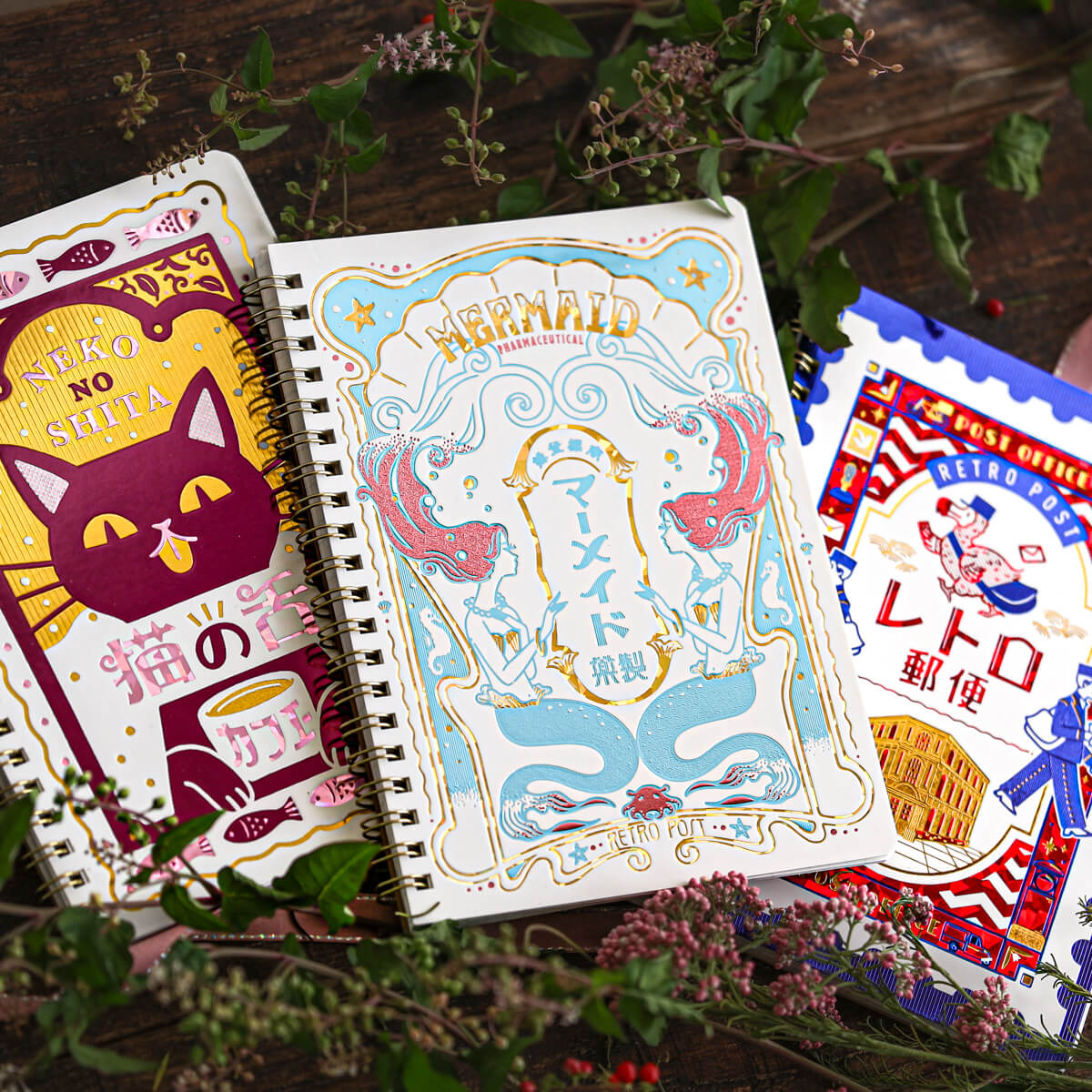 【楽天市場】1~7営業日出荷 リングノート B6 ROKKAKU×オビワン おしゃれ かわいい レトロ イラスト 女子 女性 きらきら箔押し加工 ステーショナリー メール便：アロマージュプリュス