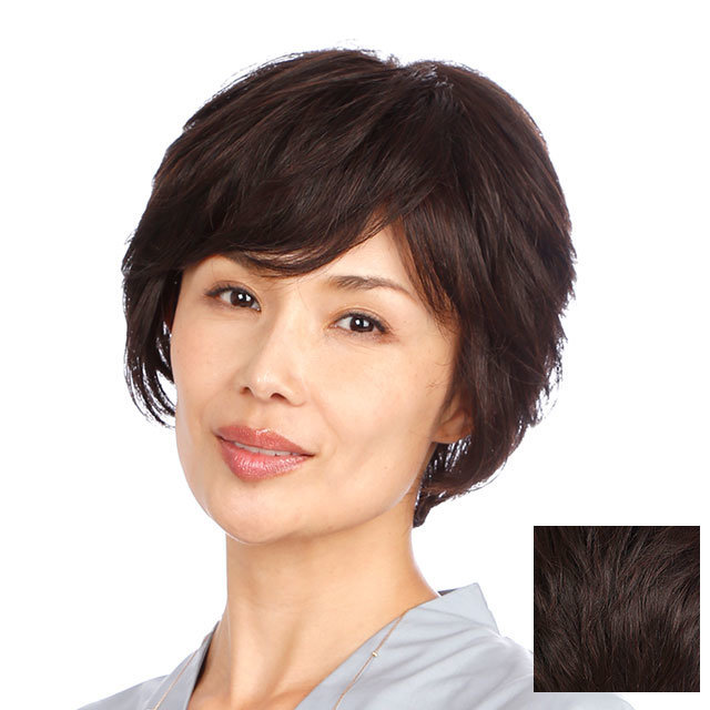 【楽天市場】【送料無料】 ミセス フルウィッグ 女性用 かつら J-0448 ピュアショート ダークブラウン 医療用ウィッグ・総手植・人毛混 ...
