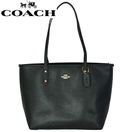 【楽天市場】【送料無料】コーチ A4収納可能 トートバッグ シティー ジップ ブラック クロスグレイン レザー Coach F58846 ...