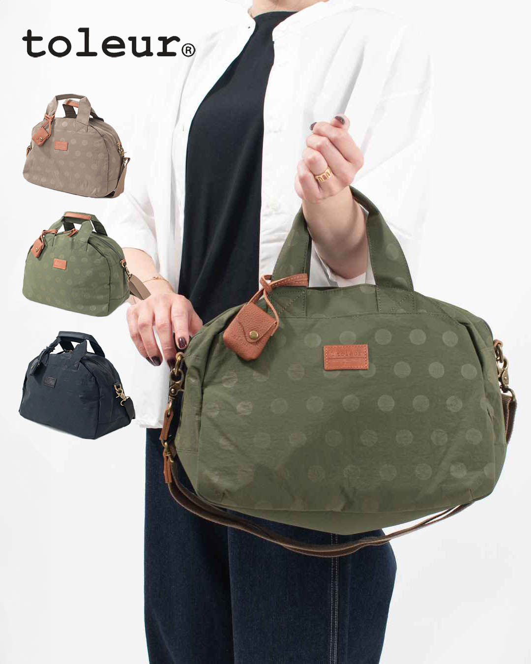 【楽天市場】toleur トーラ ナイロンドットボストン 11995 レディース ボストンバッグ デイリーバッグ ポリエステル 軽いバッグ ...