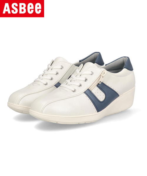 【楽天市場】【クーポン配布中】MALL-WALKING BY PANSY モールウォーキングバイパンジー レディース ウェッジカジュアルシューズ 軽量 幅広3E 3240 ホワイト/ネイビー ...