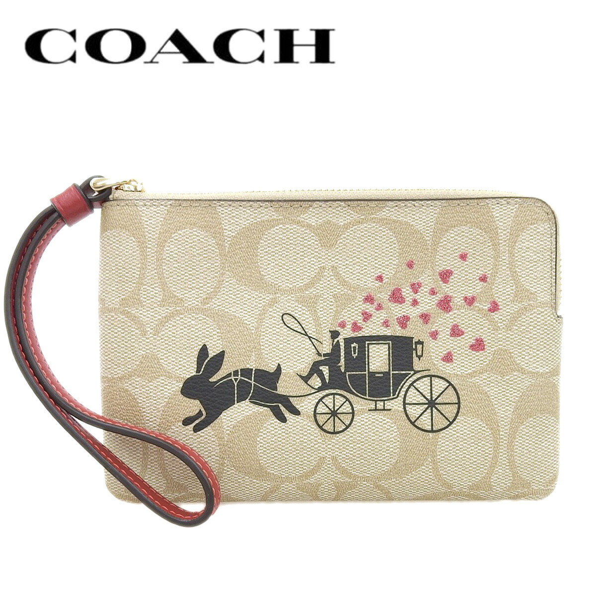【楽天市場】【COACH】 コーチ 干支コレクション 限定うさぎ柄 ポーチ ルーナ ニューイヤー コーナージップ リストレット アウトレット ...