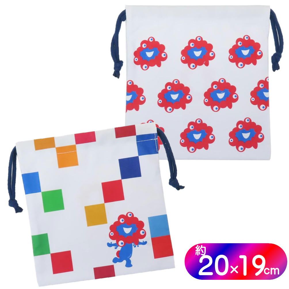 【楽天市場】ミャクミャク 巾着ポーチ 巾着袋 2025 大阪関西万博 キャラクター デザイン 公式 グッズ 丸眞 ブロック フェイス ギフト プレゼント 20×19cm：ashop03