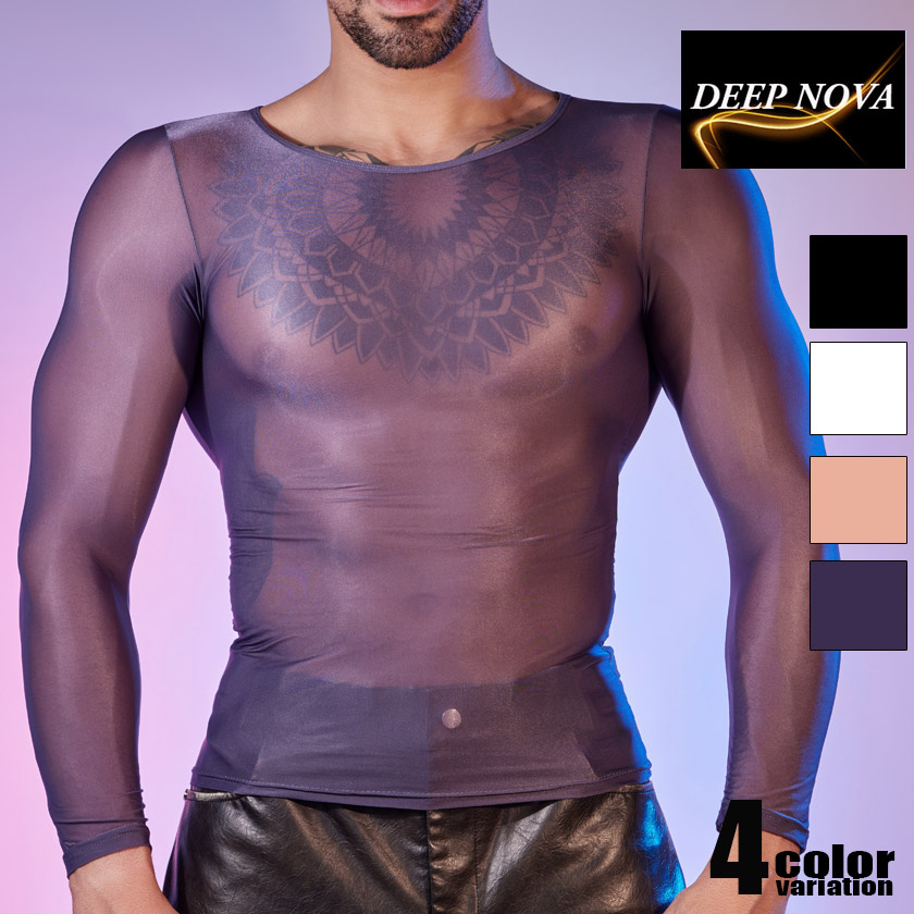 【楽天市場】DEEP NOVA/ディープノバ 長袖 シースルー 光沢 インナーシャツ 透け メンズ トップス：asian closet