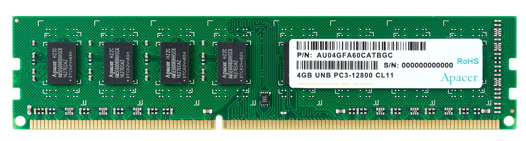 【楽天市場】Apacer 4GB(4GBx1) DDR3 1600MHz(PC3-12800) UDIMM CL11 512x8 1.5V ...