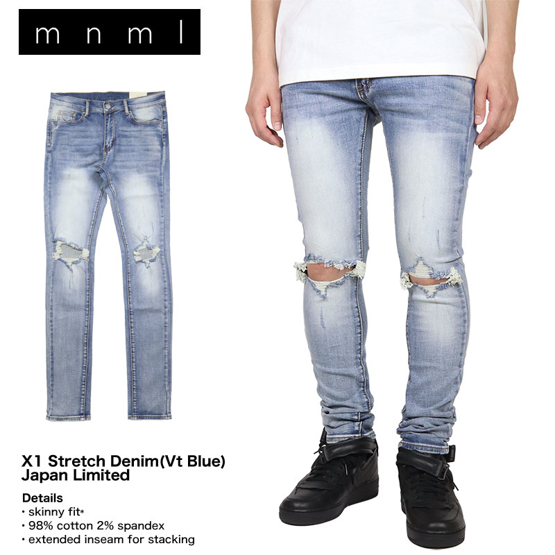 【楽天市場】【店内全品対象10％OFFクーポン配布中】ミニマル mnml デニム スキニーパンツ メンズ ストリート ブランド オーバーサイズ おしゃれ X1 STRETCH DENIM LT ...