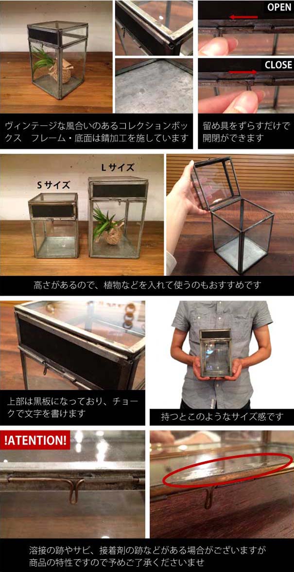 【楽天市場】nkuku oni chalkboard box(L) オニチョークボードボックス Lサイズ 黒板 ガラス コレクションケース ...
