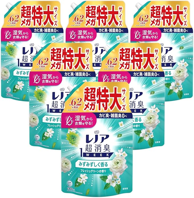 【楽天市場】レノア 超消臭1WEEK 柔軟剤 みずみずしく香る【フレッシュグリーンの香り】詰め替え 1900mL×6袋 [大容量]：ASSIST SHOP