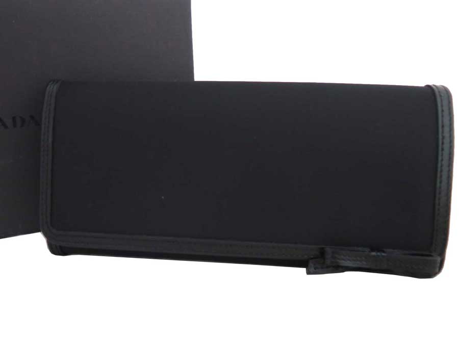 【楽天市場】プラダ PRADA 二つ折り長財布 リボン ナイロン/レザー ブラック レディース 送料無料【中古】 e53716f：ブランドバリュー