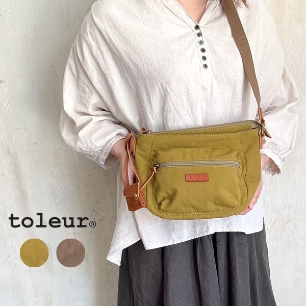 【楽天市場】 toleur(トーラ) リンクルナイロンCショルダー 11992 / おしゃれ バッグ ショルダー マチあり ポケット付き 無地 ...