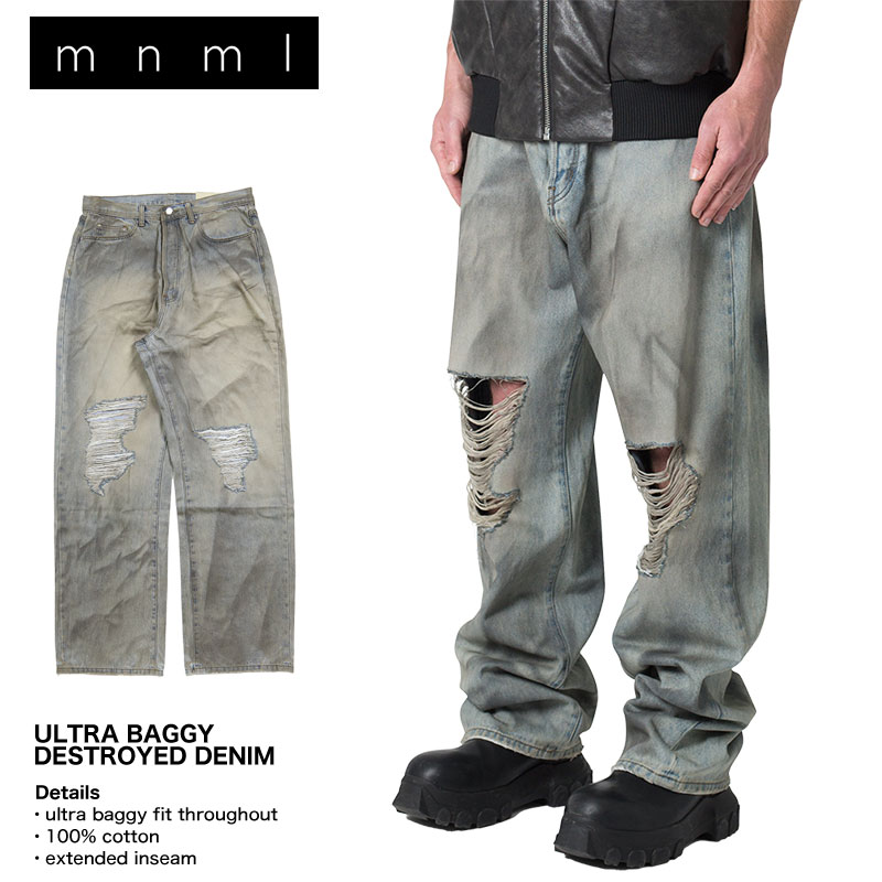 【楽天市場】【MAX85%OFF 楽天スーパーSALE!!更にお得なクーポン配布中】ミニマル デニム mnml バギーデニム ワイドデニム バギーパンツ 太め ゆったり ジーンズ メンズ ...