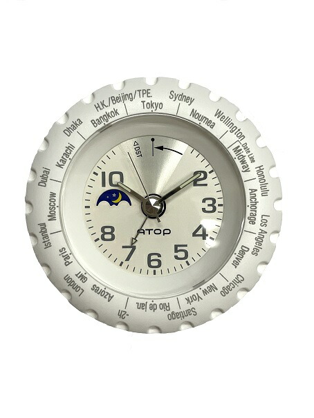 【楽天市場】ATOP WORLD TIME ALARM CLOCK ホワイト×シルバー：時計修理アトリエビギ 楽天市場店