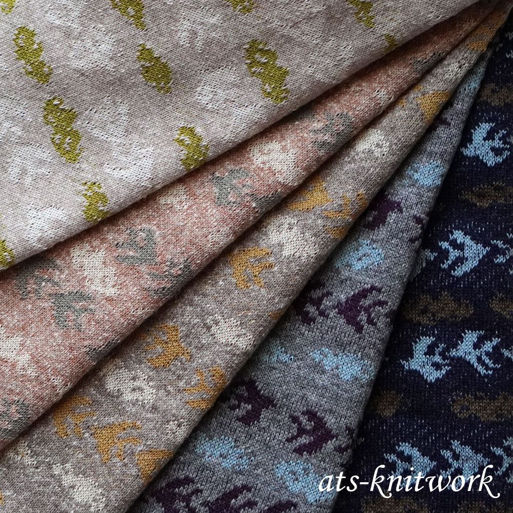 【楽天市場】先染め JAZZ ネップ 鳥と雲柄 ジャカード [ 生地 布 カットソー ジャカード ニット ジャージー ]：ats-knitwork