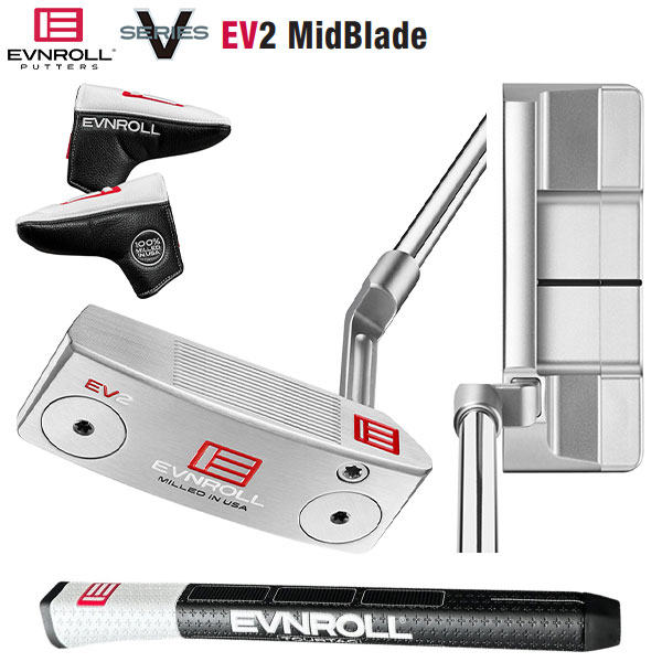 【楽天市場】イーブンロール ゴルフ V-Series EV2 ミッドブレード パター ショートプラマー EVNROLL EV2 MidBlade SHORT PLUMBER：テレ東アトミック ...