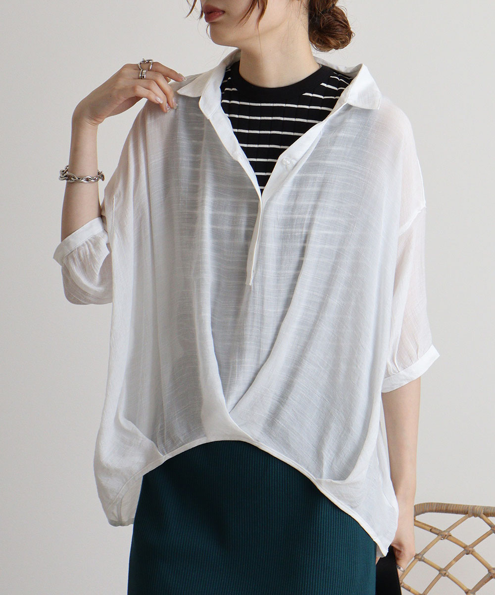 【楽天市場】【週末限定《半額！》クーポン利用で】スラブ前タックシャツ レディース レビュー特典あり：atONE 楽天市場店