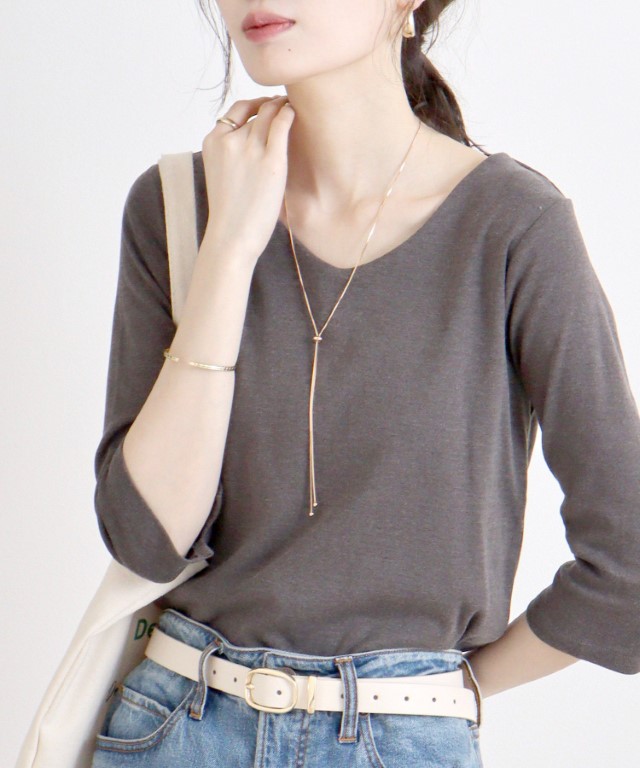 【楽天市場】【店内最大30%OFF！クーポン利用で】Vネック七分袖 プルオーバー トップス 長袖 半端袖 無地 カジュアル Tシャツ レディース 大きいサイズ レビュー特典あり：atONE 楽天市場店