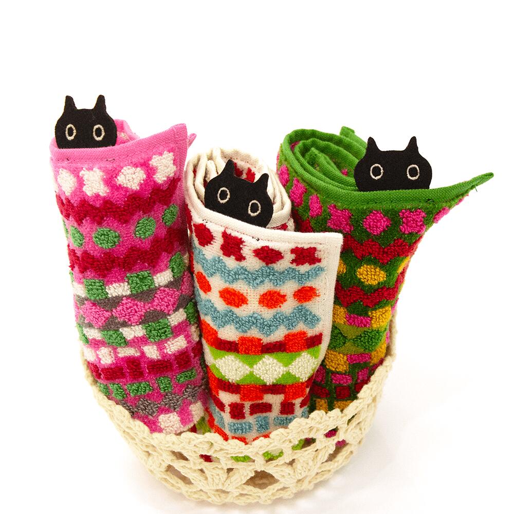 【楽天市場】アツコマタノ タオルハンカチ ＜モザイク＞ ギフト 日本製 今治タオル Atsuko Matano 個性的 カラフル 可愛い 黒猫 おしゃれ ハンドタオル またのあつこ ...