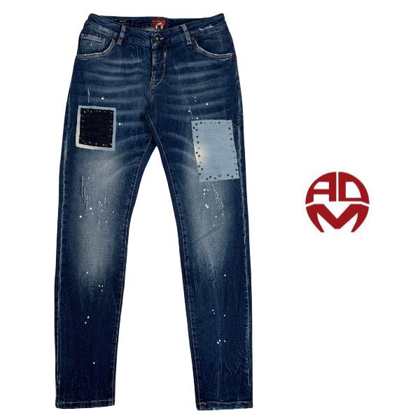 【楽天市場】ADAMUS / アダムス「Studs Custom Tapered Denim Indigo」 スタッズ ストレッチ ...