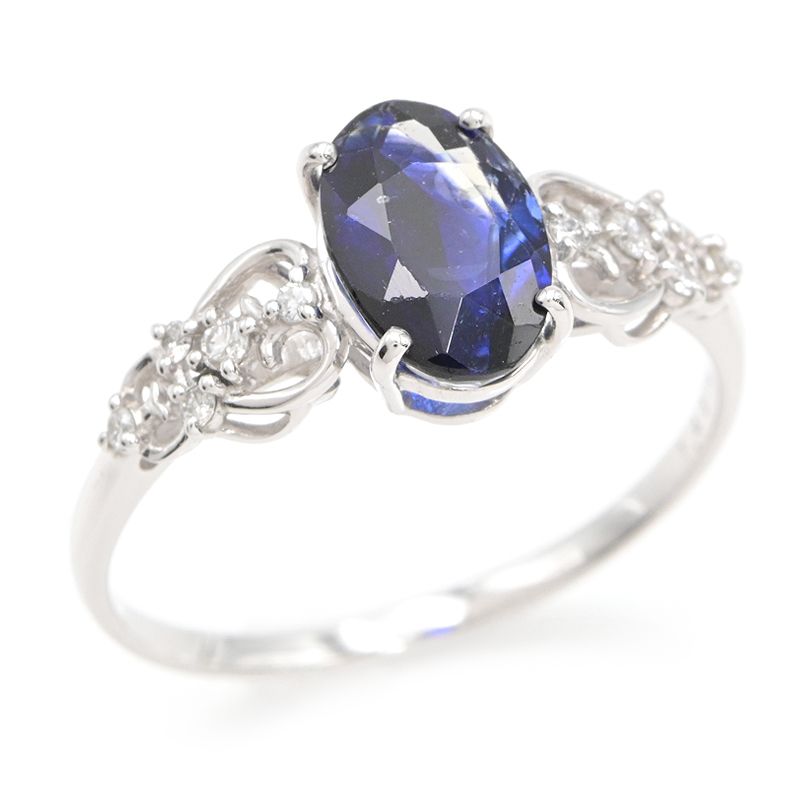 【楽天市場】[返品OK] 1.43ct天然ブルーサファイアリング 12号 Pt950 合計0.08ct天然ダイヤ オーバルカット 1粒 一粒 青石 プラチナ 地金1.9g 【中古】【送料無料 ...