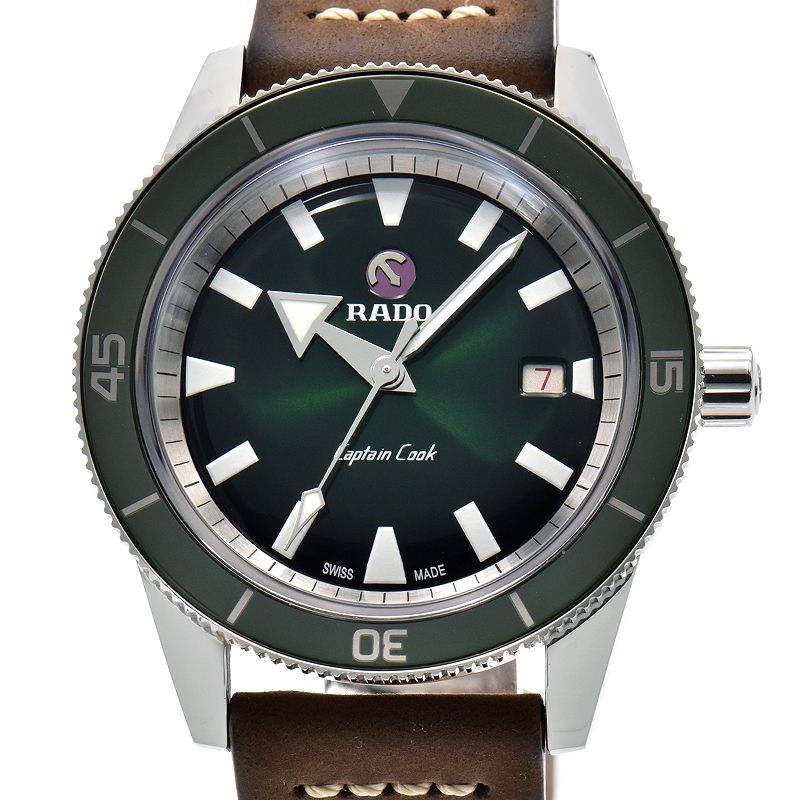 【楽天市場】[3年保証/返品OK] ラドー メンズ トラディション キャプテンクック オートマティック R32505315 グリーン 革ベルト ...