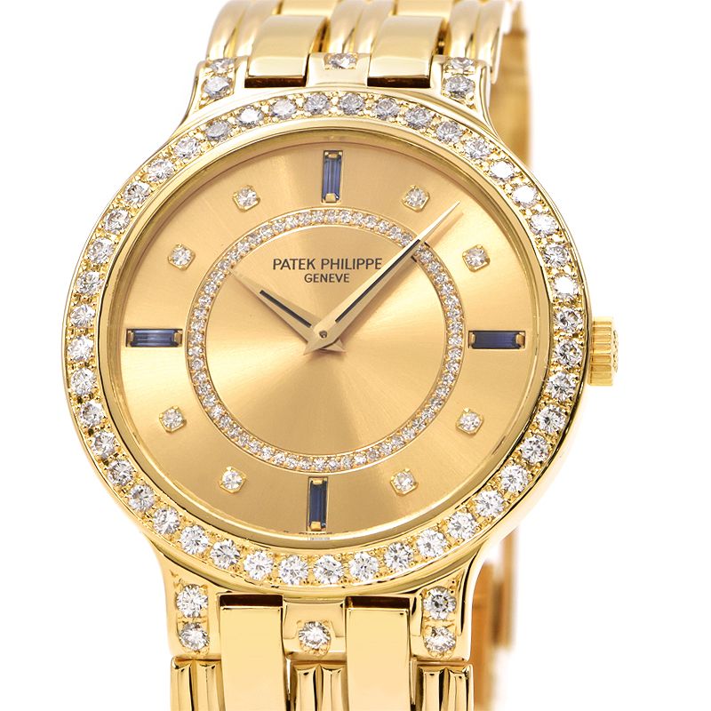 【楽天市場】[3年保証/返品OK] パテックフィリップ レディース 3963/001 3963/1 K18YG ダイヤ サファイア ダイヤ ...