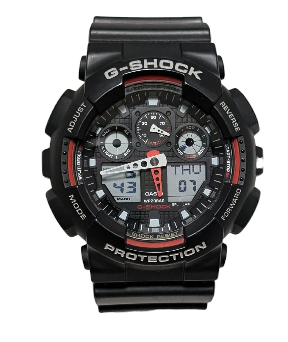 【楽天市場】CASIO カシオ Gショック GA-100-1A4DR デジアナ ウォッチ G-SHOCK 腕時計 ブラック×レッド 海外逆輸入 ...