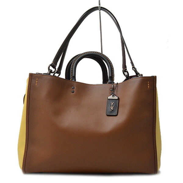 【楽天市場】コーチ バッグ メンズ 大型ハンドバッグ 2WAY レザー ブラウン×イエロー COACH C5460 中古：BrandMax