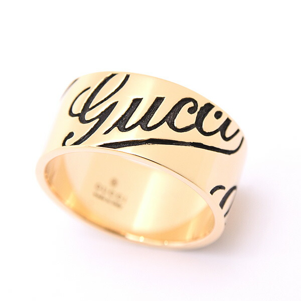 【楽天市場】グッチ 指輪 レディース ロゴ アイコン プリント リング イエローゴールド 刻印サイズ15 実測14号 幅広 ワイドリング ...