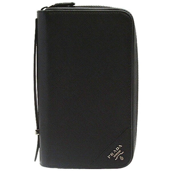 【楽天市場】プラダ 財布 メンズ サフィアーノレザー ドキュメントホルダー ラウンドファスナー長財布 ブラック PRADA 2ML027 中古 ...