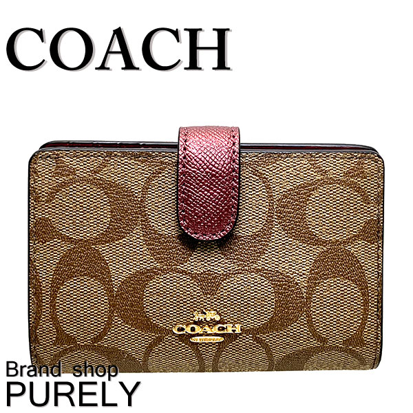 【楽天市場】コーチ COACH 財布 折りたたみ財布 レディース アウトレット PVCコーティングキャンバス×レザー シグネチャー ミディアム ...