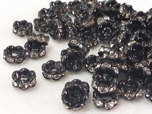 【楽天市場】ロンデル 波型タイプ ブラック 約6mm (約50個入り) 波ロンデル ラインストーン スペーサー アクセサリーパーツ ...