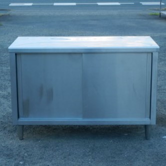 【楽天市場】【中古】業務用 ステンレス 調理台 W120 D60 H80cm 1200 引違い 扉付 作業台 片面 ビス穴あり：良品厨房 シティオ豊橋