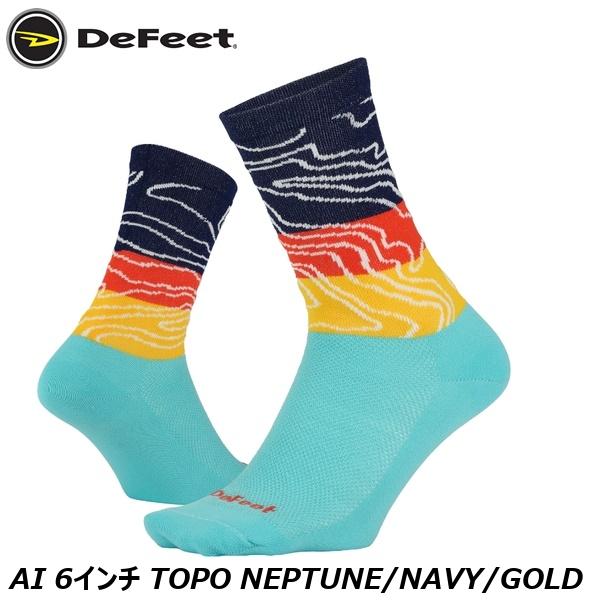 【楽天市場】DeFeet ディフィート AI 6インチ TOPO NEPTUNE/NAVY/GOLD サイクルソックス 靴下：サイクルロード