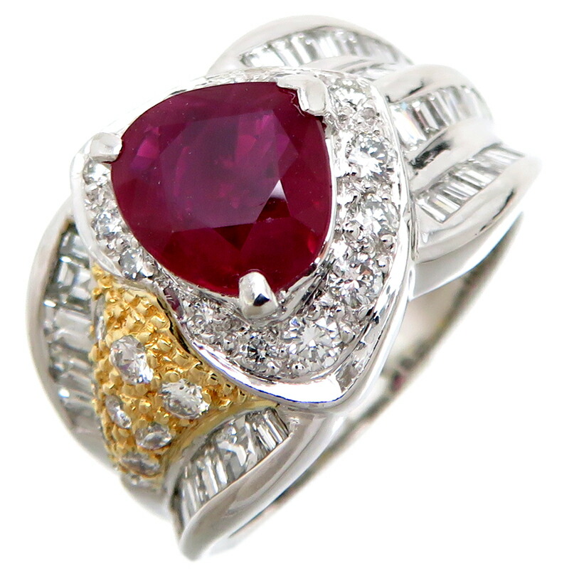 【楽天市場】【飯能本店】 ノンブランド Pt900 K18 2.01ct ルビー ダイヤモンド レディース リング・指輪 Pt900プラチナ 13.5号 DH77614【大黒屋質店出品 ...