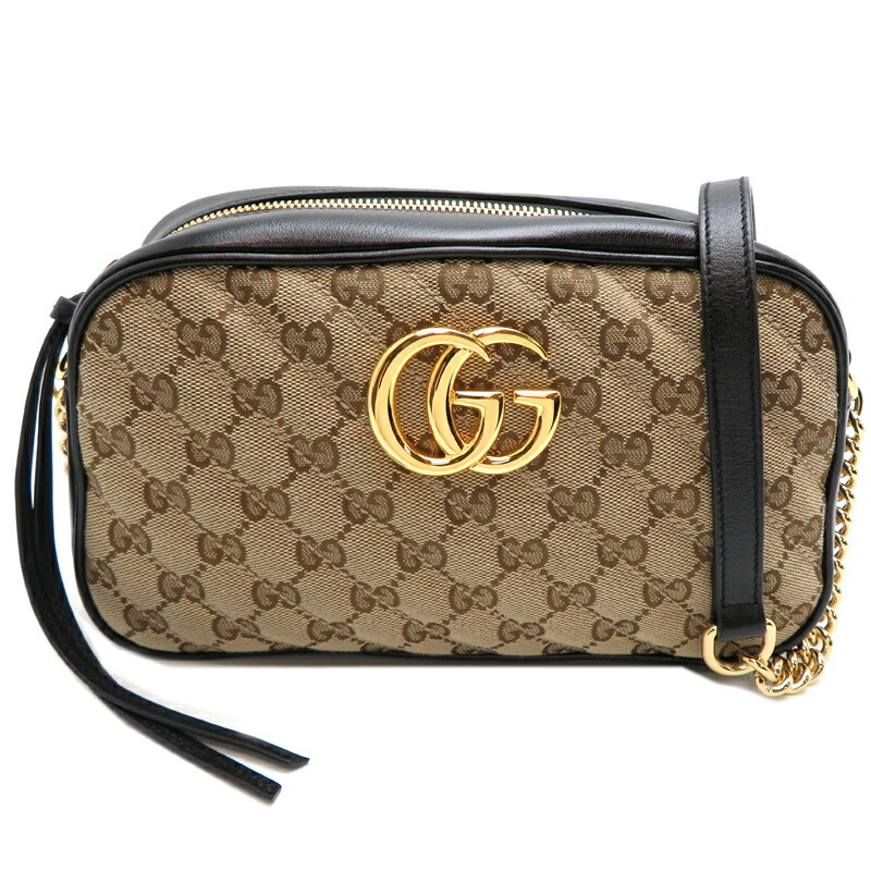 【楽天市場】【銀座店】 グッチ GGマーモント レディース ショルダーバッグ 447682 GGキャンバス ブラウン DH83349【大黒屋 ...