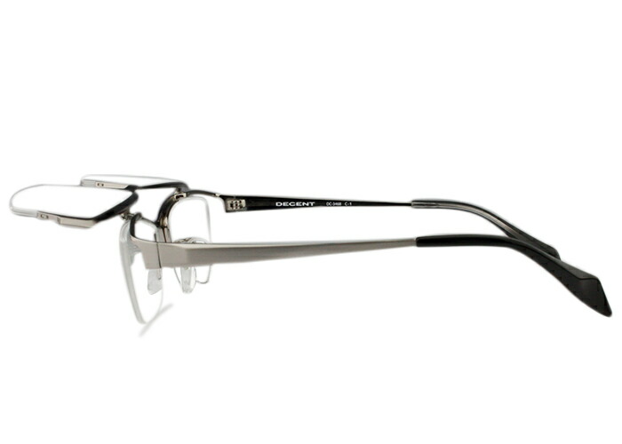 【楽天市場】ディセント DECENT decent DC-3468 c.1 シャーリングシルバーグレー 複式 跳ね上げ メガネ めがね 度付き ...