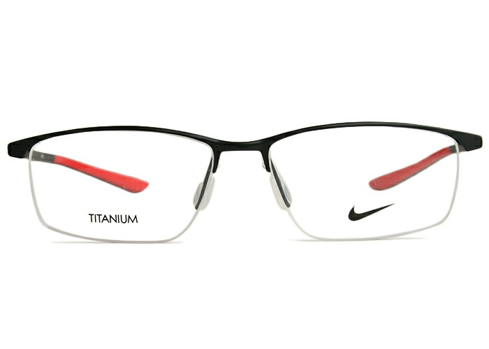 【楽天市場】ナイキ NIKE 6077AF 006 nike5 マットブラック 伊達 度付き チタン スクエア 大きい スポーツ スポーティ ...