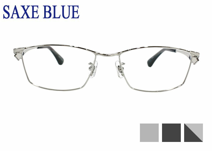 【楽天市場】ザックスブルー SAXE BLUE sb-7153 56 17 日本製 伊達 度付き 大きい メンズ スクエア チタン フルリム ...