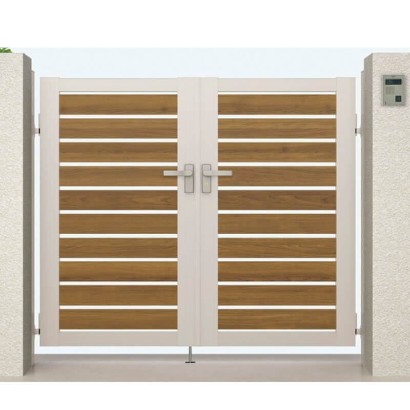 【楽天市場】開き門扉AB ウッディYS3型両開き 柱使用 呼称06-12 扉寸法W1200(600+600)×H1200mm リクシル LIXIL 開き門扉 おしゃれ シンプル リフォーム ...