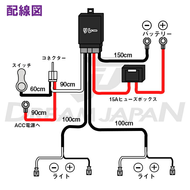 【楽天市場】車 ・ バイク フォグランプリレー配線キット 一式セット リレー40A ON/OFFスイッチ 15Aヒューズ付 2灯 200w対応 ...