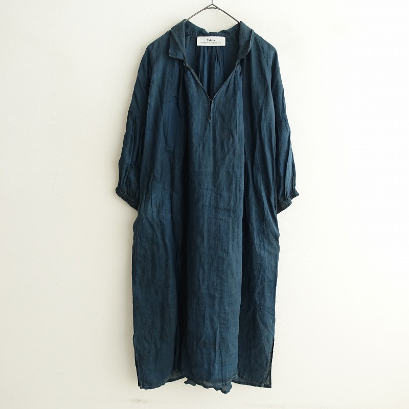 【楽天市場】タブリク Tabrik ラミー泥藍染めギャザーワンピース 【中古】【72H42】：ブランド古着買取drop